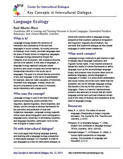Key Concepts #13: Language Ecology by Raúl Alberto Mora – Center for ...