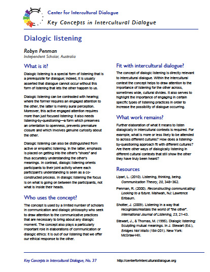 Key Concept #37: Dialogic Listening by Robyn Penman – Center for ...