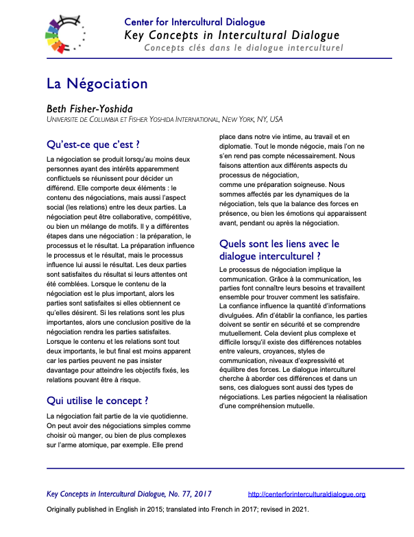 KC77: Negotiation Translated into French – Center for Intercultural ...