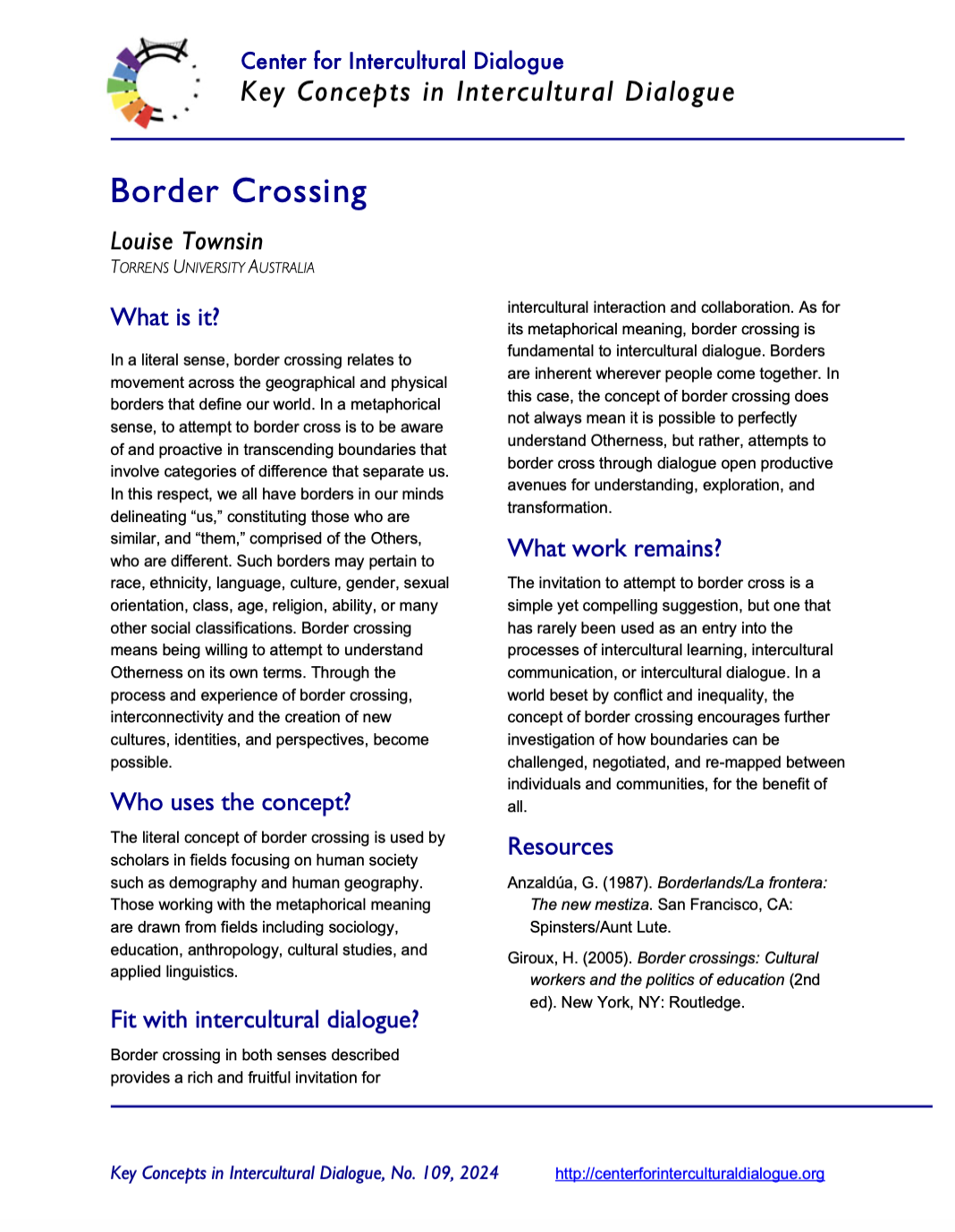 Key Concept 109: Border Crossing – Center for Intercultural Dialogue