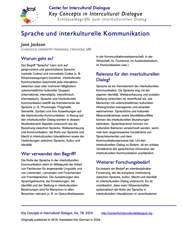 KC78: Language & Intercultural Communication Translated into German ...