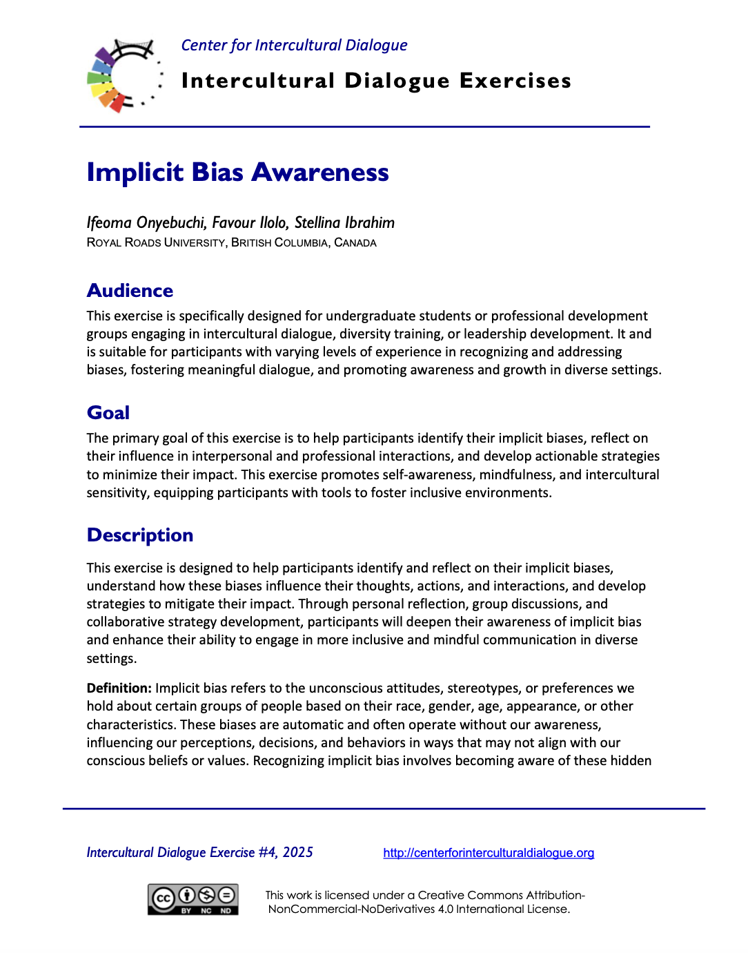 ICD Exercise #4: Implicit Bias Awareness – Center for Intercultural ...